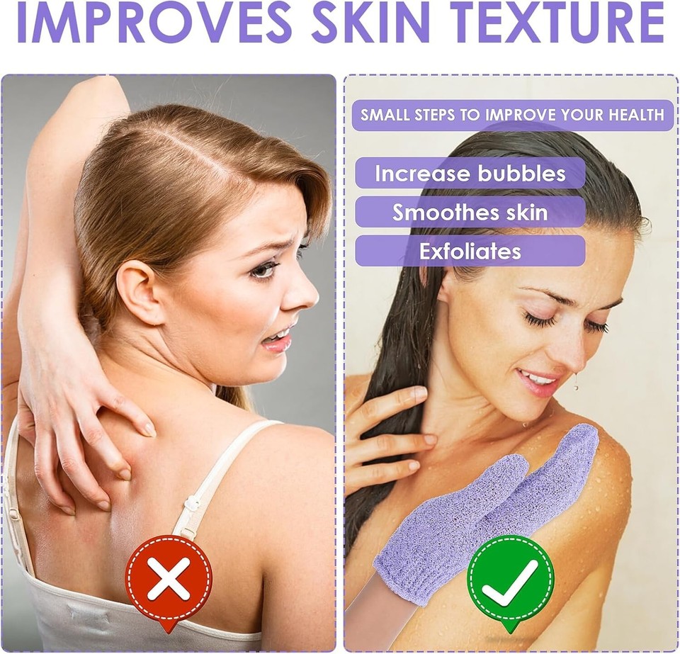 3 Pairs Exfoliating Gloves Korean Exfoliating Mitt Double Sided Skin ...
