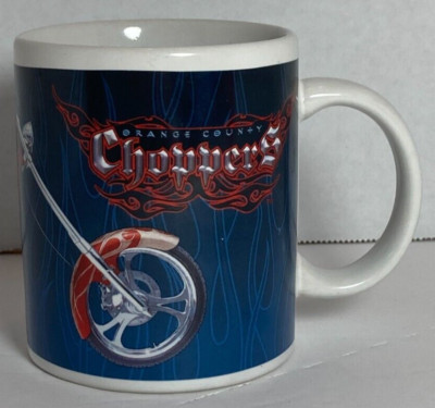Orange County Choppers Red Motorcycle Blue Flames 10oz Coffee Mug Cup ...