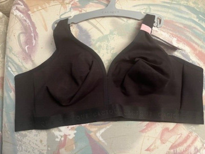 CACIQUE BLACK BRA SIZE 46C - PLUS SIZE NO WIRE FULL COVERAGE COTTON ...