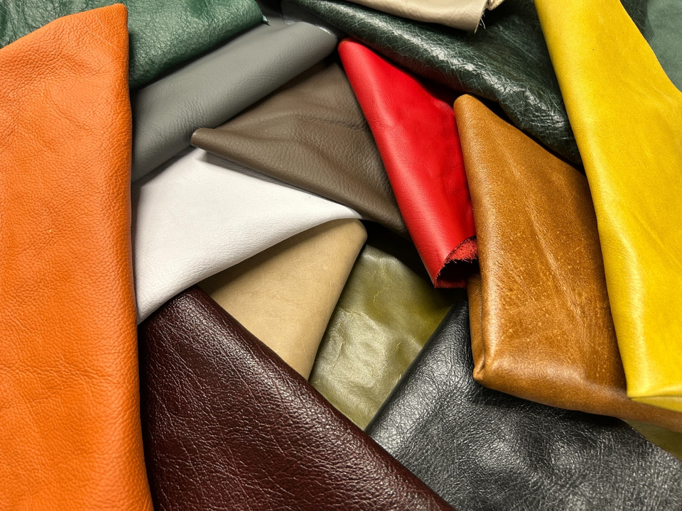 GENUINE LEATHER REMNANTS fabric lot craft various colours and textures ...