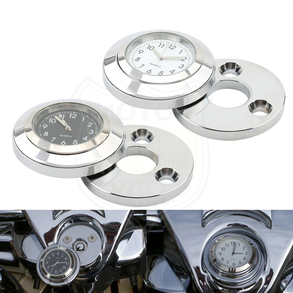 Chrome Fork Lock Clock Cover Black Dial Waterproof For Harley Touring ...