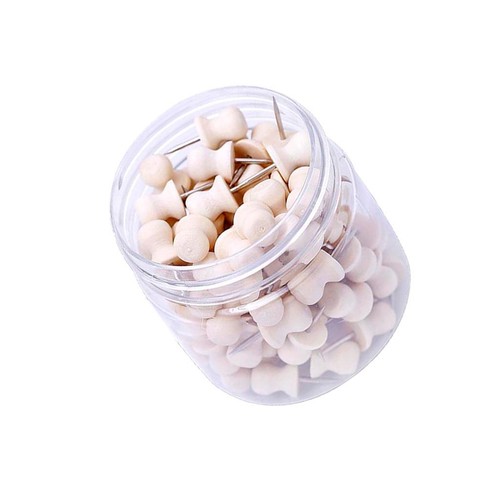 50 Pieces Natural Wood Pushpins Thumbtack Pins for Photos and Calendar ...