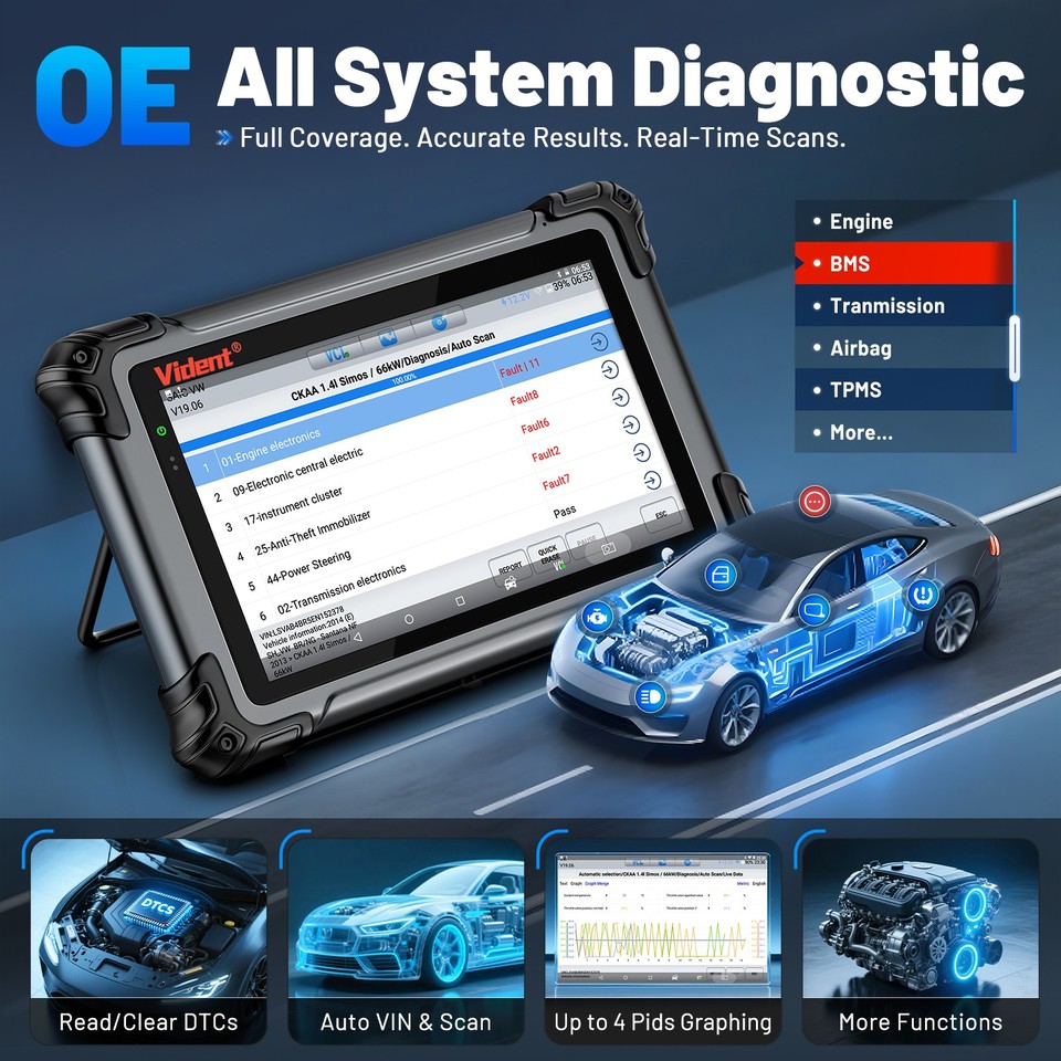 Vident iSmart800pro BT All System OBD2 Diagnostic IMMO Scanner Active ...