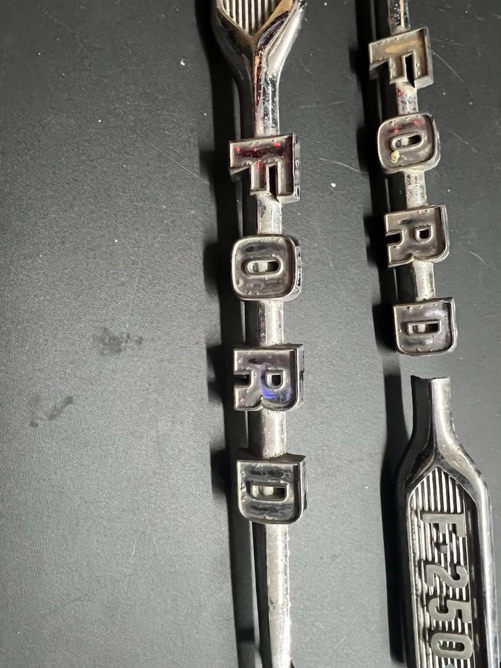 1960 Ford Truck F-250 HOOD SIDE EMBLEMS Original pair NAME PLATES | eBay