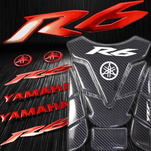 Real Carbon Fiber Custom Fuel Tank Pad+6" 3D Logo+for YZF-R6/R6S Emblem ...