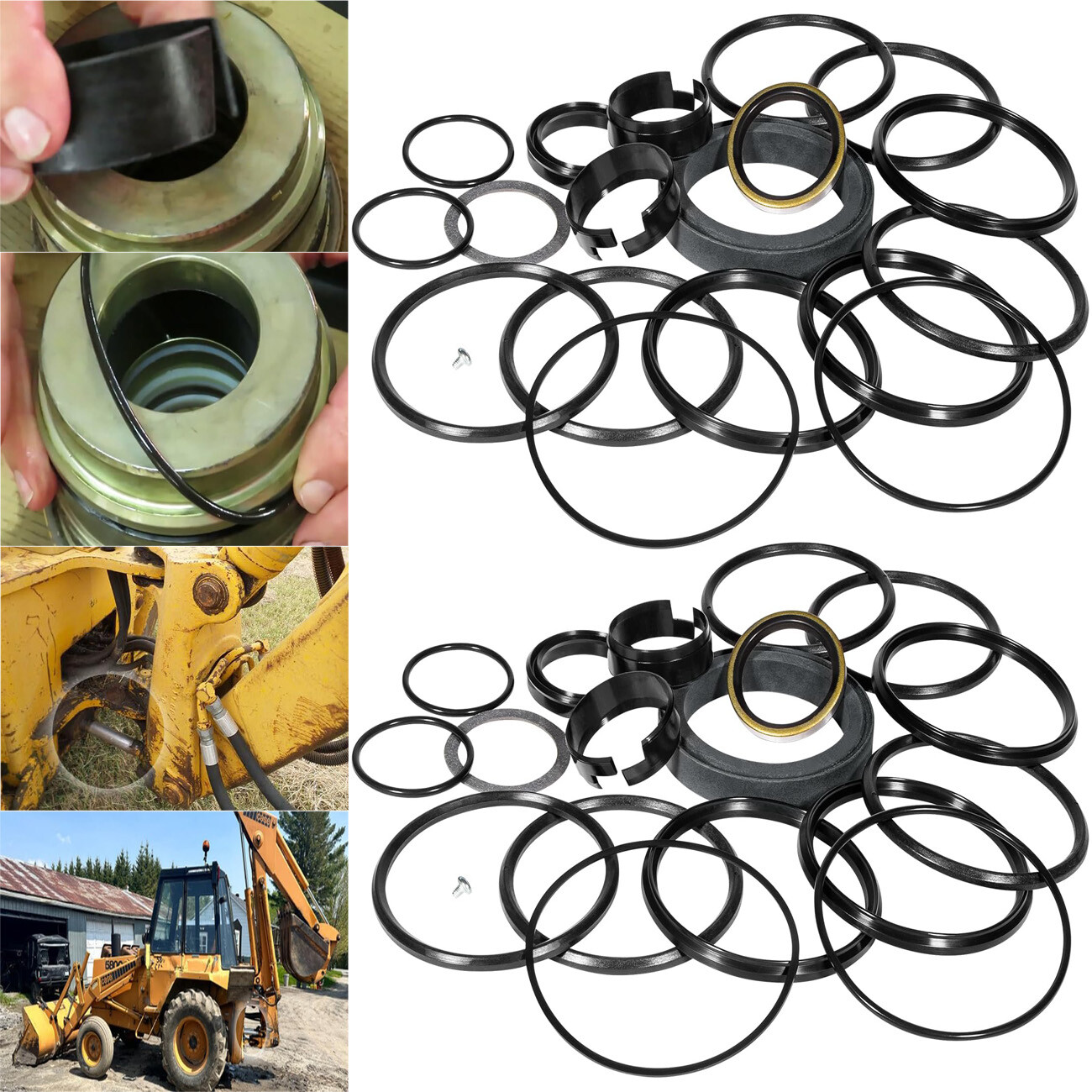 Seal Kit for Case 580CK Model 33 Backhoe Swing Cylinder w/Snap-In/Press ...