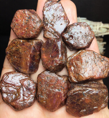 120g 9PCS Natural Red Corundum Ruby Crystal Rough Mineral Specimen P975 ...