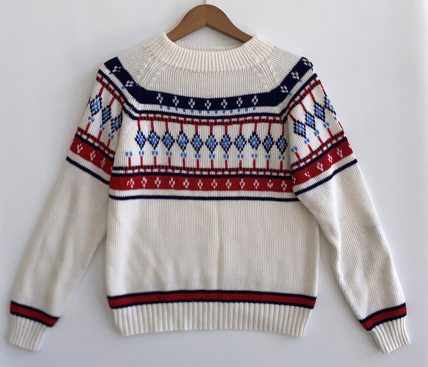 MONTGOMERY WARD 70's Vintage Acrylic Knit Sweater Whi… - Gem