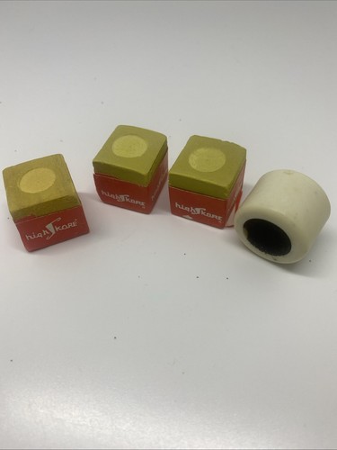 3 Pcs. Pool Billiard Chalk GOLD, Free Cue Tip Scuffer High performance ...