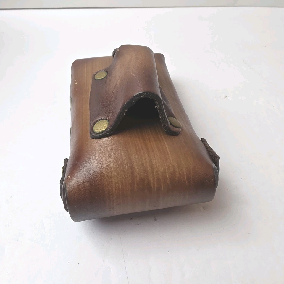 Vintage HIPPIE BROWN Leather Cigarette Case Lighter Holder Hand Tooled ...