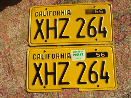 VINTAGE CALIFORNIA 1956 DMV CLEARED MATCHED PAIR OF LISCENSE PLATES | eBay