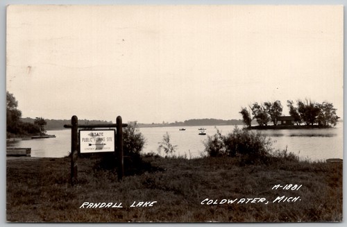c1948 RPPC Randall Lake Coldwater Michigan Island Cottage Fishing Boats ...