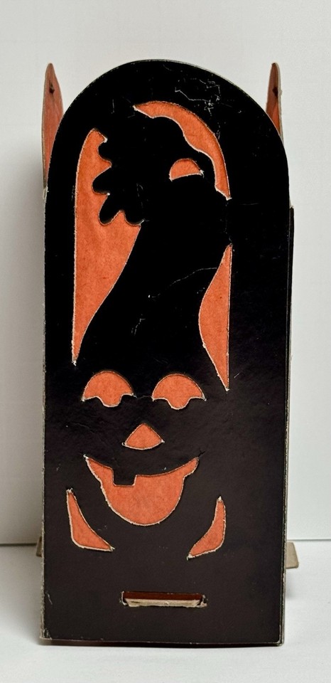 Antique Vintage Halloween Beistle 4-Sided Lantern-Black Cat, Witch, JOL ...