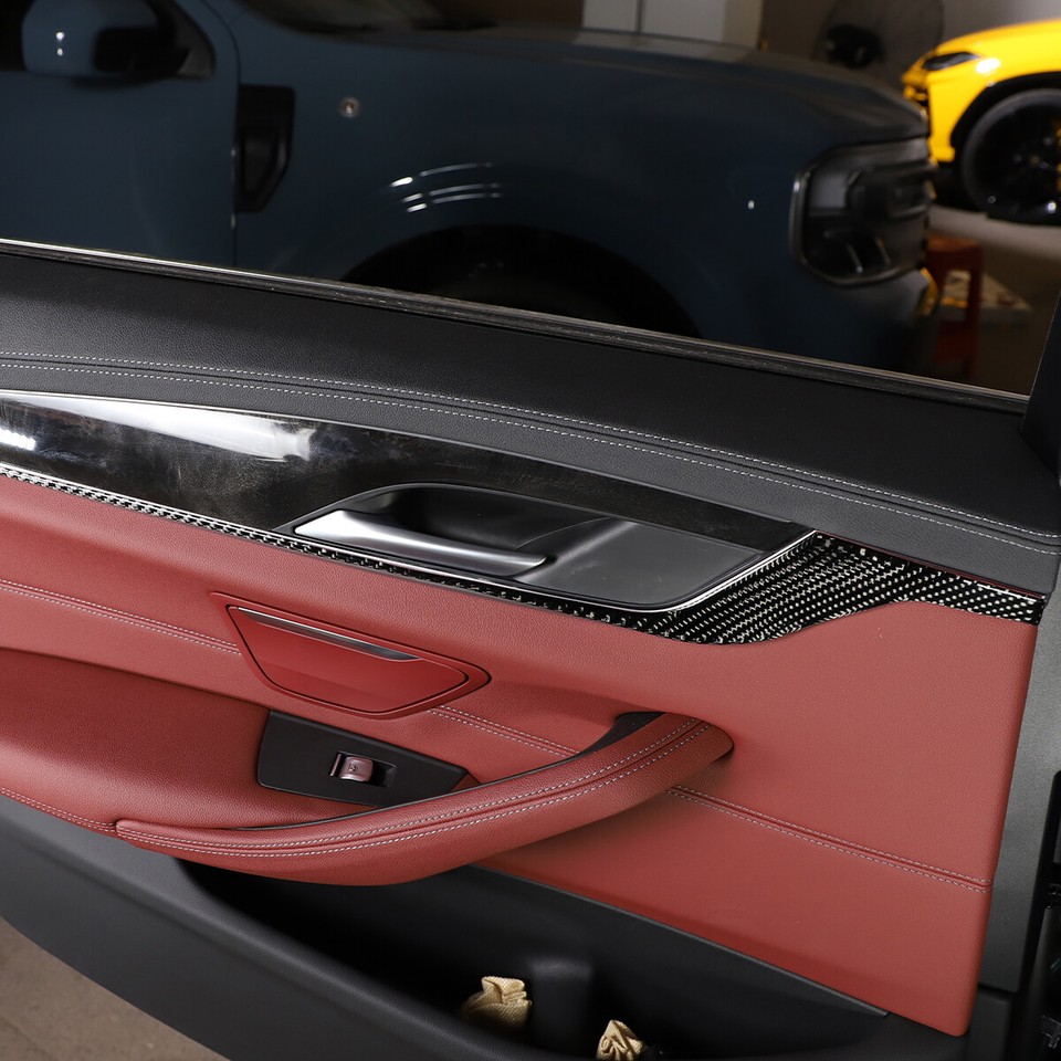 Real Carbon Fiber Interior Door Panel Cover For BMW 5 Series 2018-22 ...