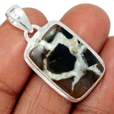 Natural Lightning Stone - Septarian 925 Silver Pendant Jewelry CP36265 ...