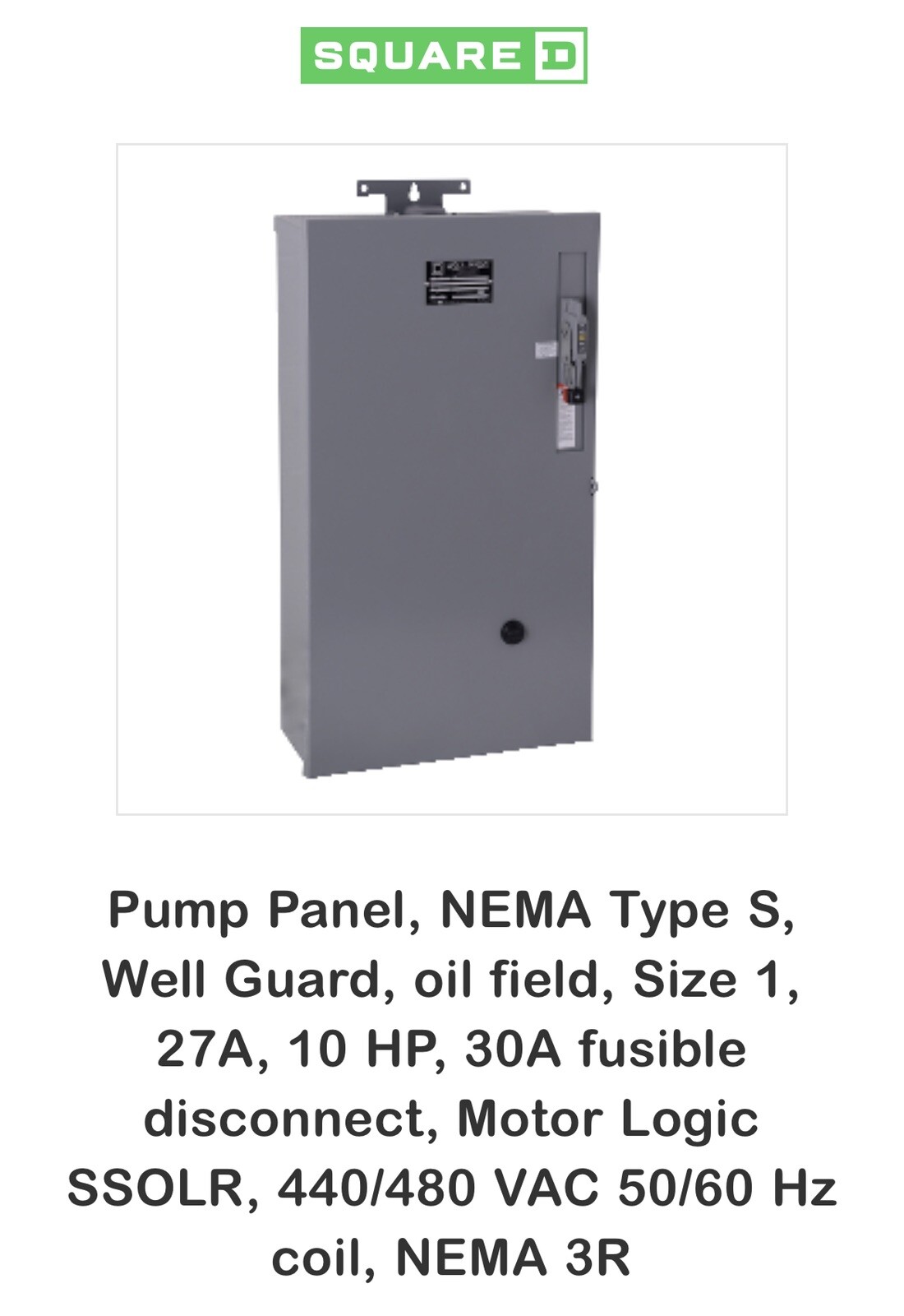 🔴Square D AC Pump Control Panel Size 1 Bimetallic Relay 480 VAC ...
