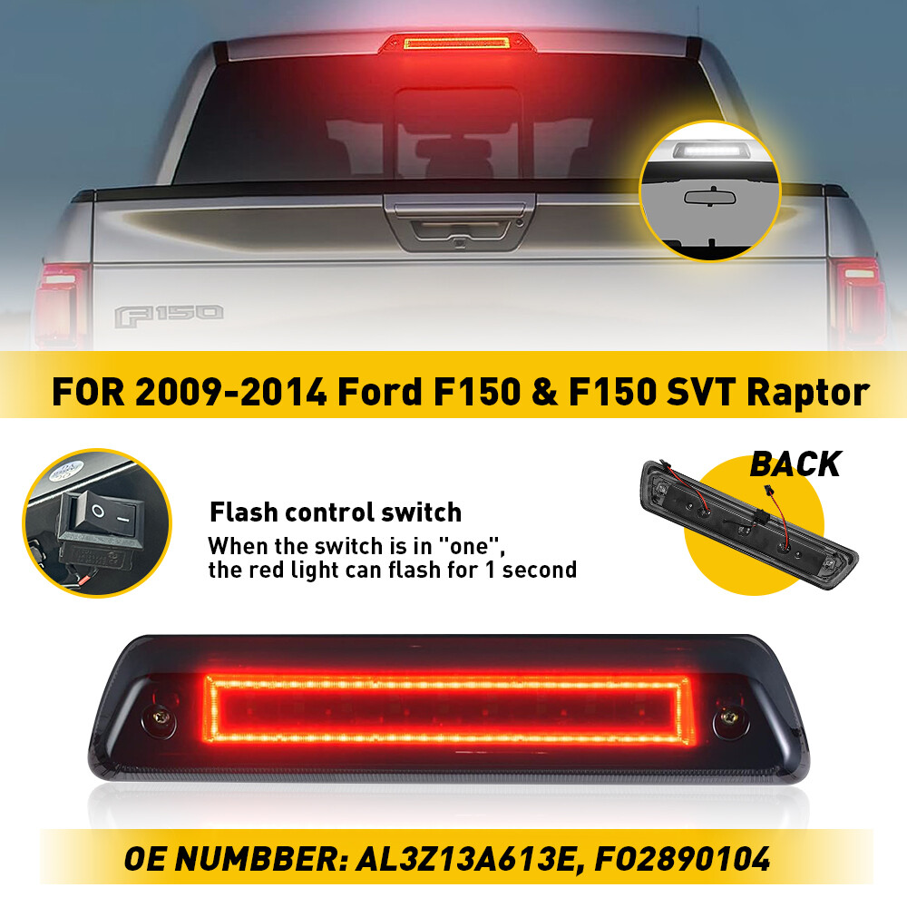 LED 3rd Third Brake Light F1 Style Strobe For 09-14 Ford F150 & F150 ...