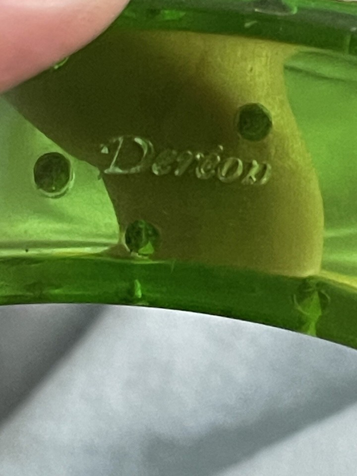 Vintage Dereon Bangle Rare Green Lucite Clear Crystal Thick Bold ...
