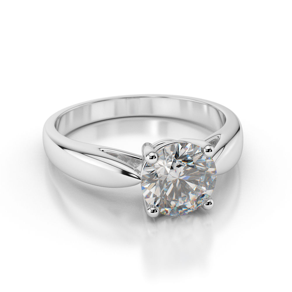 1/2 CT Solitaire Diamond Engagement Ring Round Cut H/SI2 14K White Gold ...