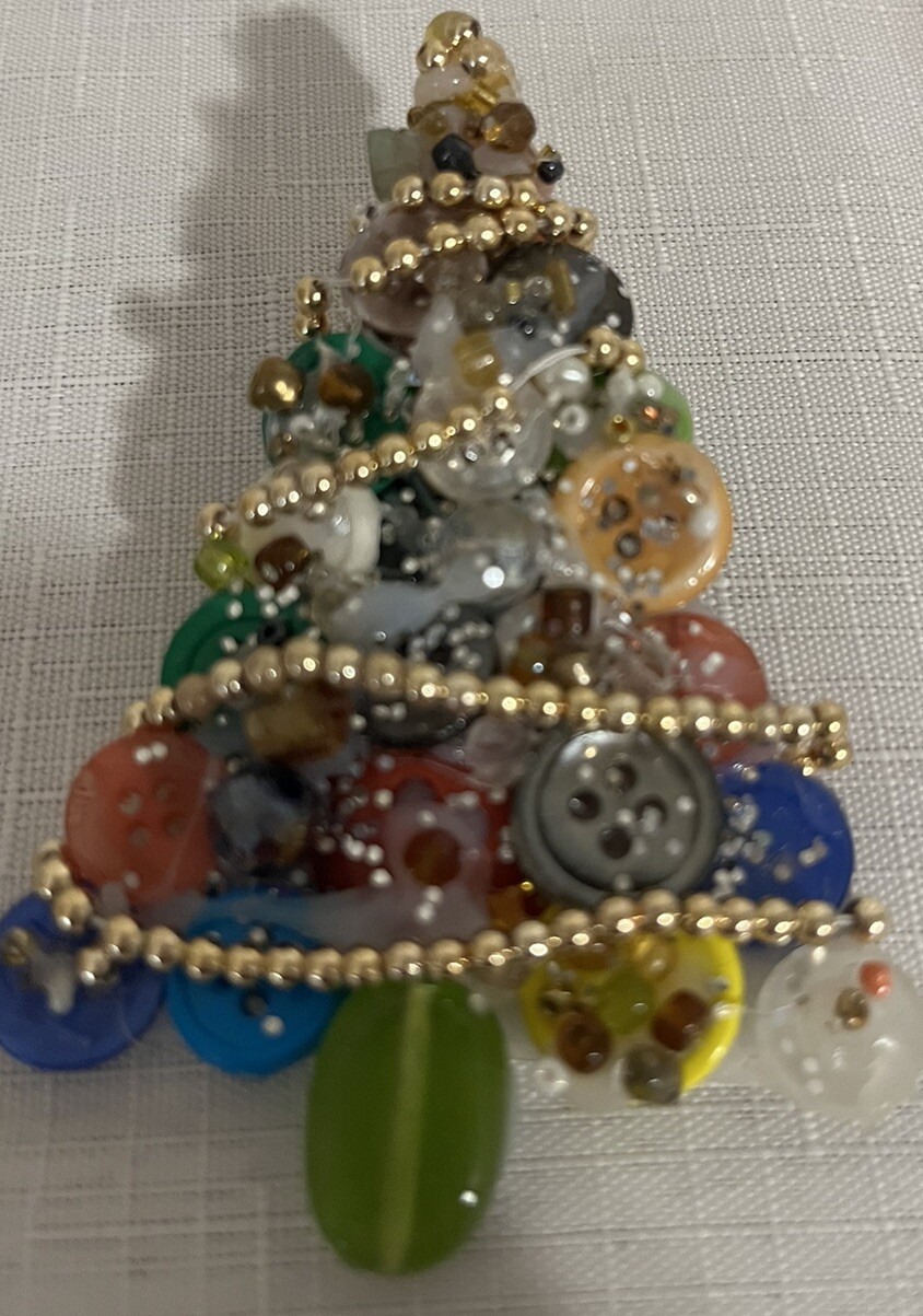 Vintage Christmas Tree Brooch Pin Multi Color Rhinest… - Gem