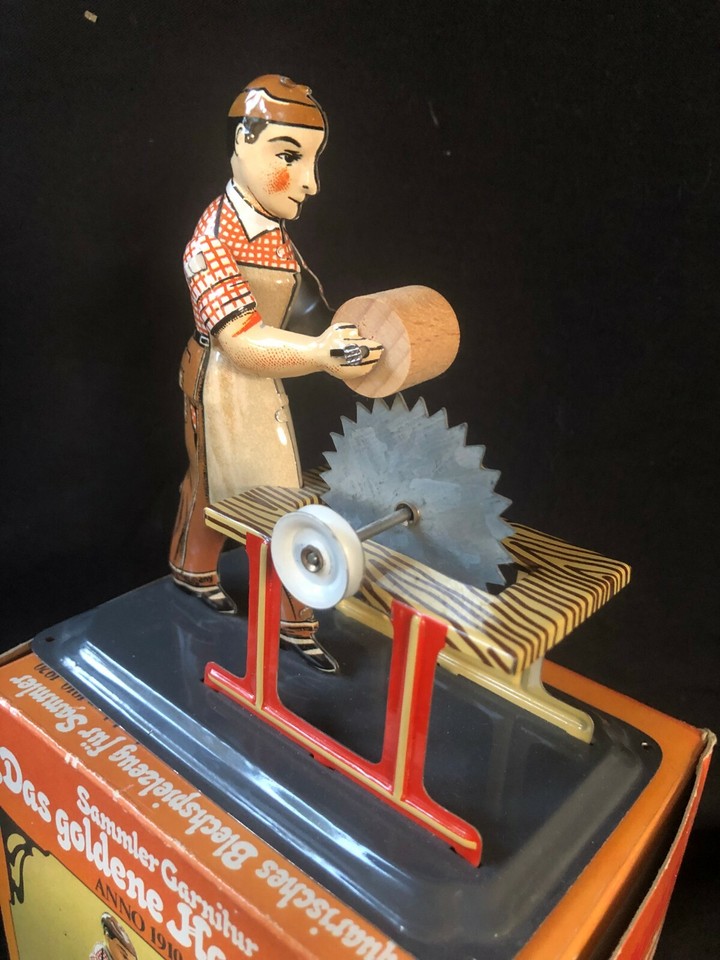 VINTAGE TIN TOY ARNOLD STEAM POWERED GRINDING STONE WHEEL WORK ...