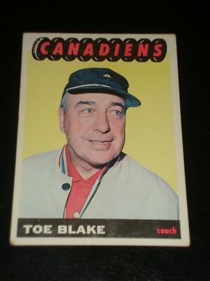 TOE BLAKE 1965 Topps #1, MONTREAL CANADIENS, Hockey Card, COACH, RARE ...
