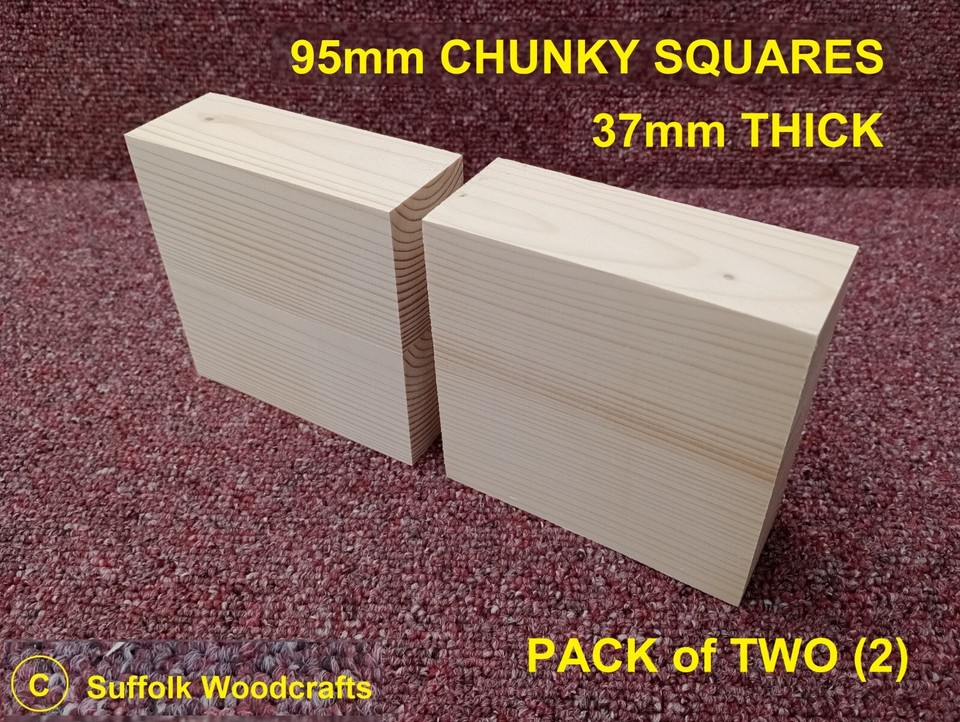 95mm CHUNKY PINE SQUARES WOODEN BLOCKS BLANKS (37mm thick) | eBay UK