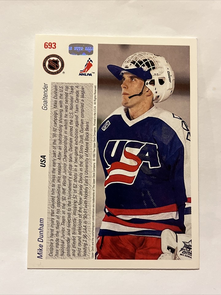 Mike Dunham 1991-92 Upper Deck Hockey Czech World Juniors # 80 USA NHL ...