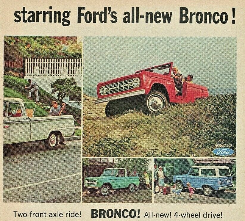 1966 Ford Ranchero Bronco Styleside Pickup vtg 1965 magazine ad, 2-page ...