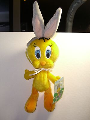 Warner Brothers Easter Tweety Rabbit 1998 bean bag plush figure-New-w ...