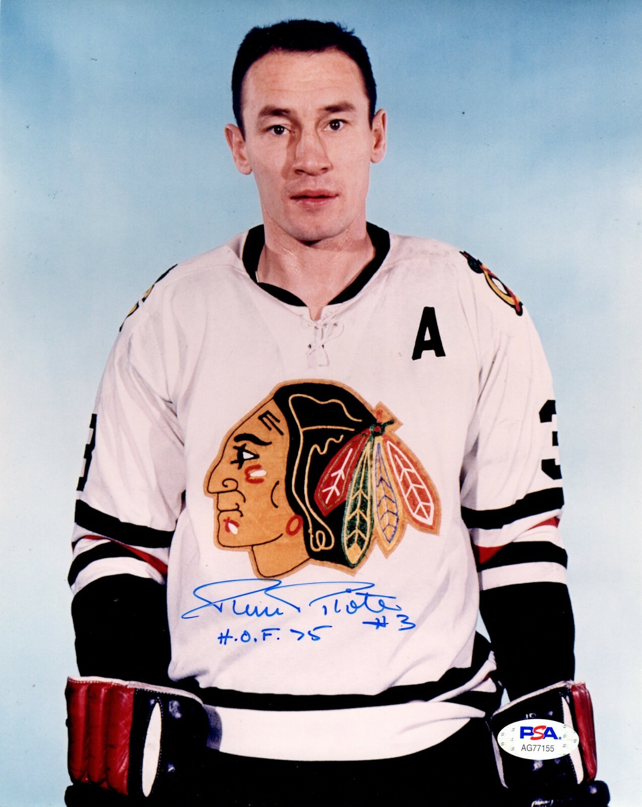 Pierre Pilote autographed signed 8x10 photo NHL Chicago Black Hawks PSA ...