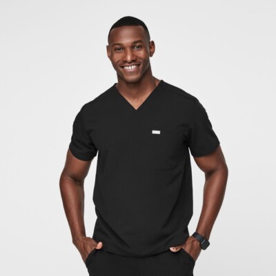 Figs Men Graphite Leon Three-Pocket Scrub Top Size M In Black | eBay