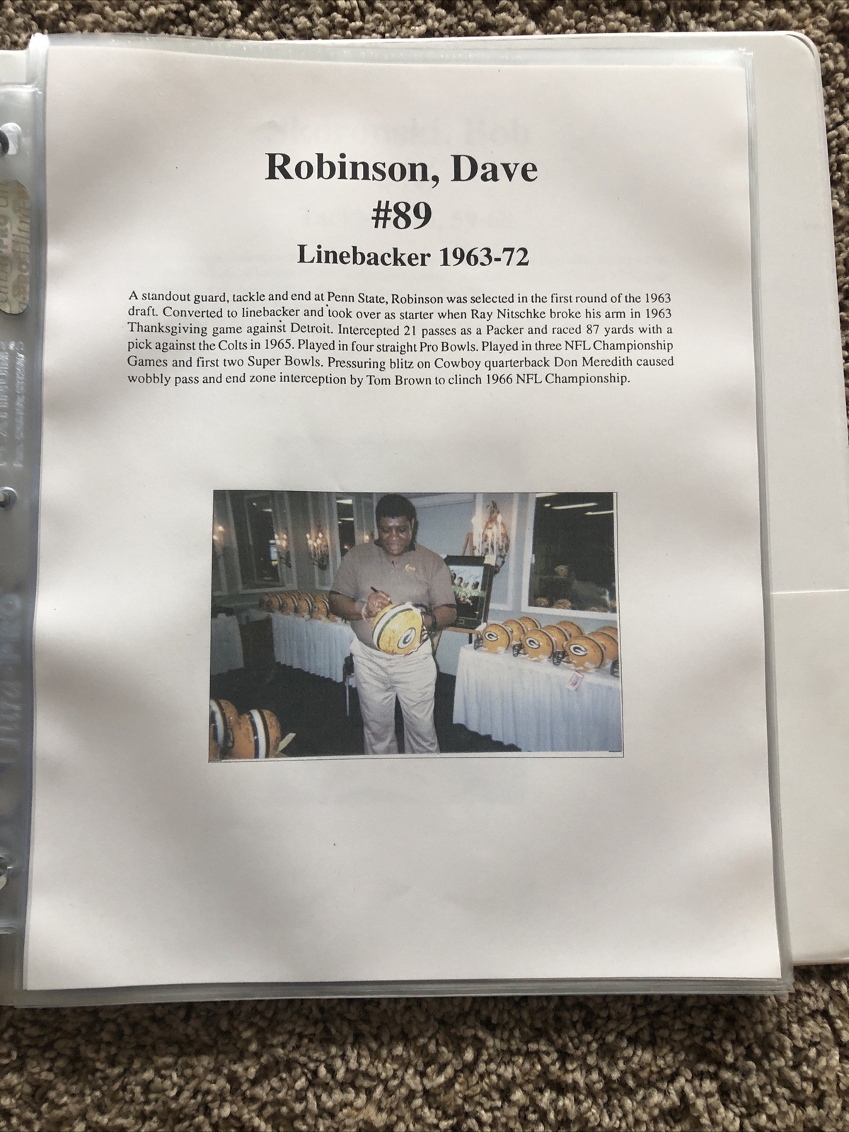 SUPER BOWL 1, 1966 GREEN BAY PACKERS AUTO TEAM HELMET W/ TEAM BINDER ...