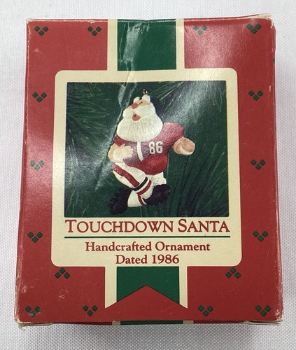 Hallmark 1986 Touchdown Santa Keepsake Ornament Football Christmas ...