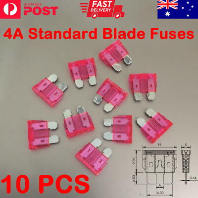 10 Pcs 4A Standard Blade Fuses - Pink Car Truck Auto Fuses 4 Amp Fuse ...