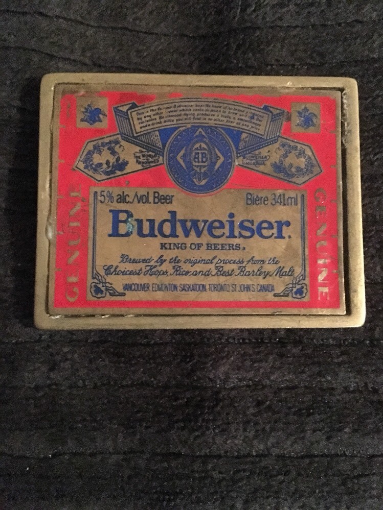 Budweiser Label Red Beer Belt Buckle Vintage Authenti… - Gem