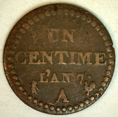 1798-99 France Republique Bronze Centime Coin Lan 7 A You Grade Liberty ...