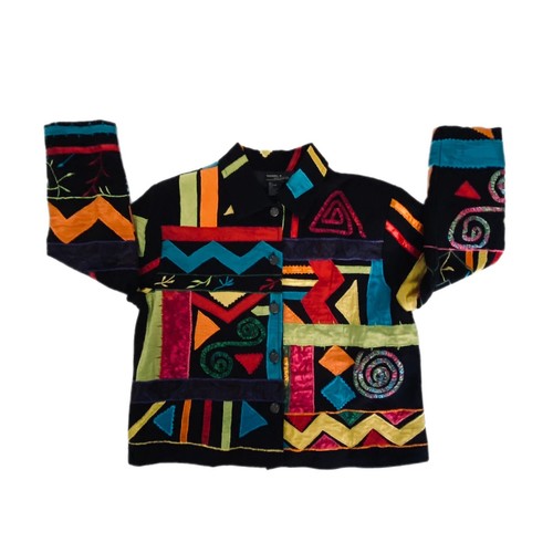 Daniel K New York Blazer Womens L? Embroidered Black Patchwork ...