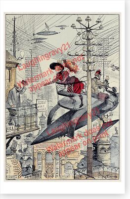 Albert Robida Futuristic La Vie Électrique Electric Life 1893 Art Print ...