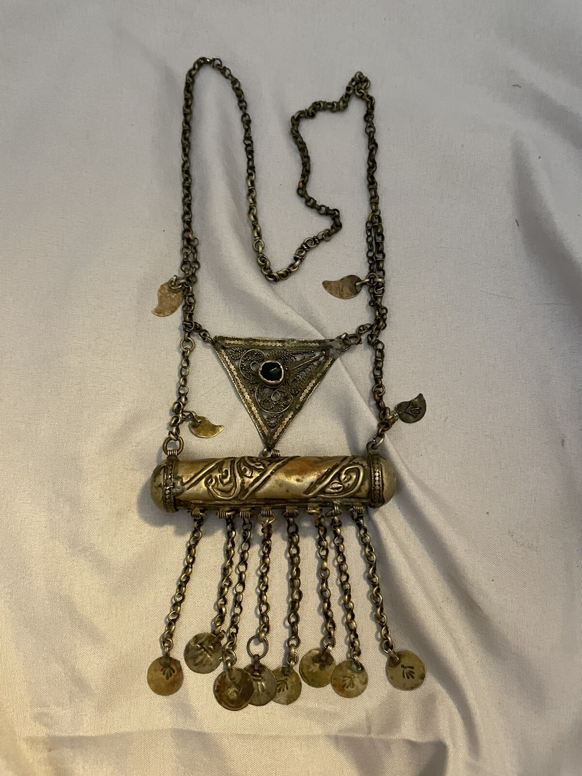 Antique Ottoman Amulet / Prayer Box Necklace With Gre… - Gem