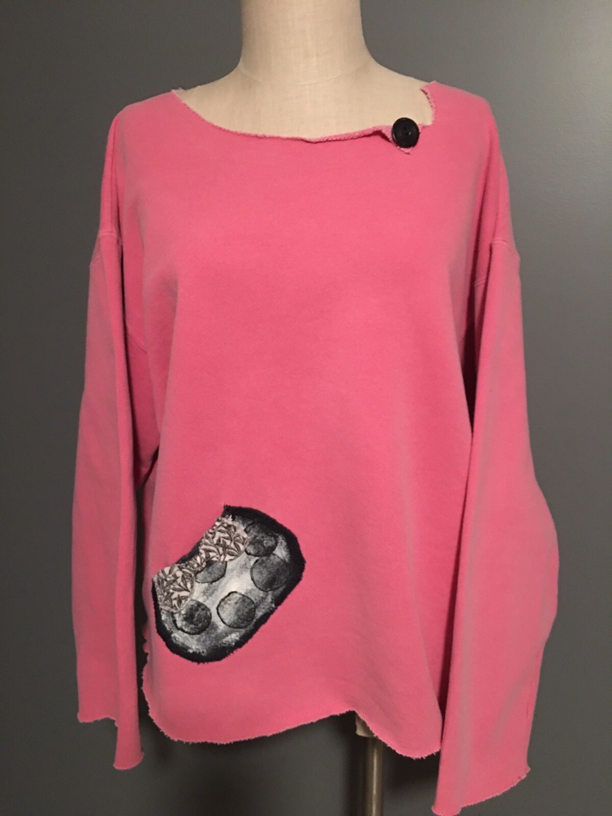 Kunky’s Original Hand Painted Art Sweatshirt Tunic Top Pink w/Black ...