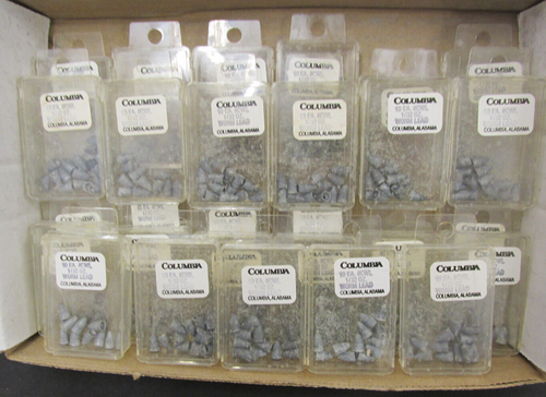 30 BOXES COLUMBIA CWLI-1/32 0Z BOXED CONCAVE WORM LEAD 10 EA BOX | eBay