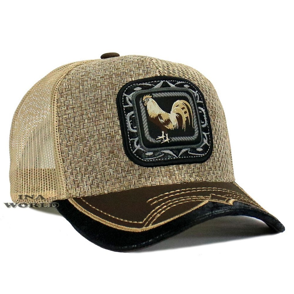 ROOSTER Hat Straw Cap Mesh Trucker Snapback MEXICO Western Style ...