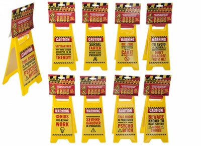 Office Desk Work Joke Prank Novelty Warning Signs Secret Santa Filler ...