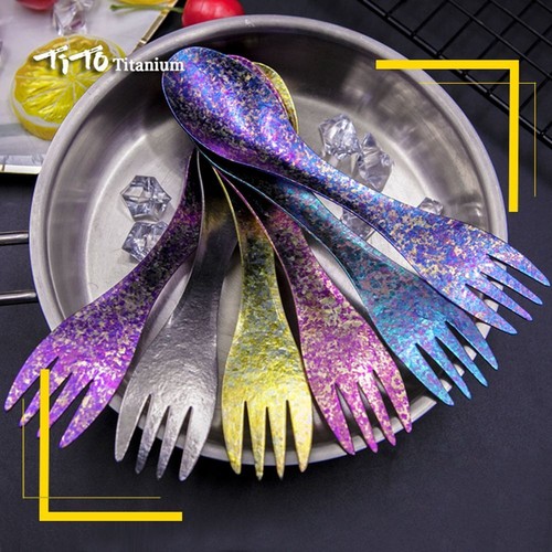 Portable TiTo Titanium Spork Picnic Fork Spoon Outdoor Cookware Camping ...