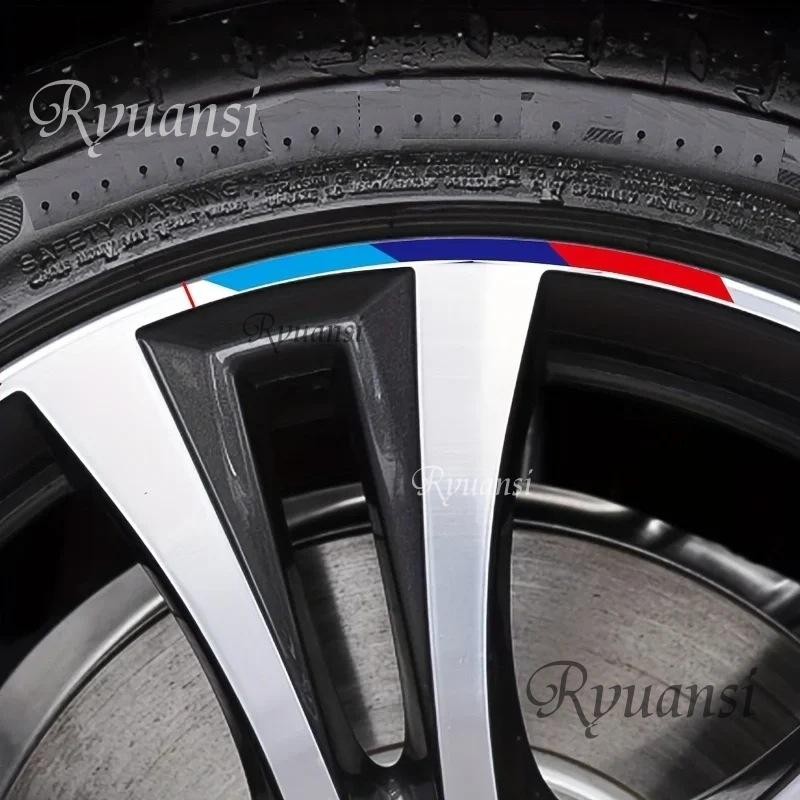 4PCS Tri-Color Car Wheel Rim Stripe Decal M Performance Sticker Mark ...