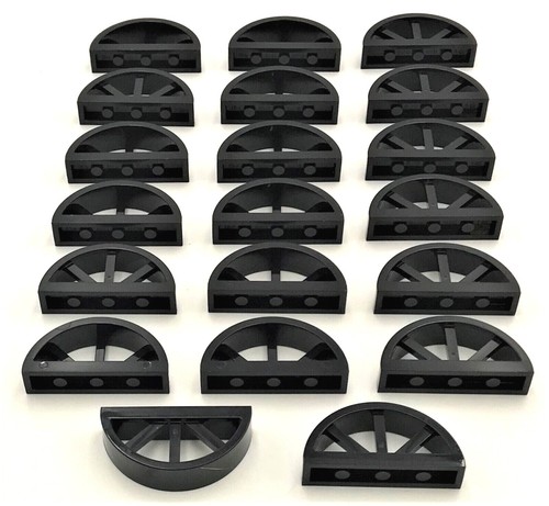 Lego 20 New Black Windows 1 x 4 x 1 2/3 with Spoked Rounded Top Town ...