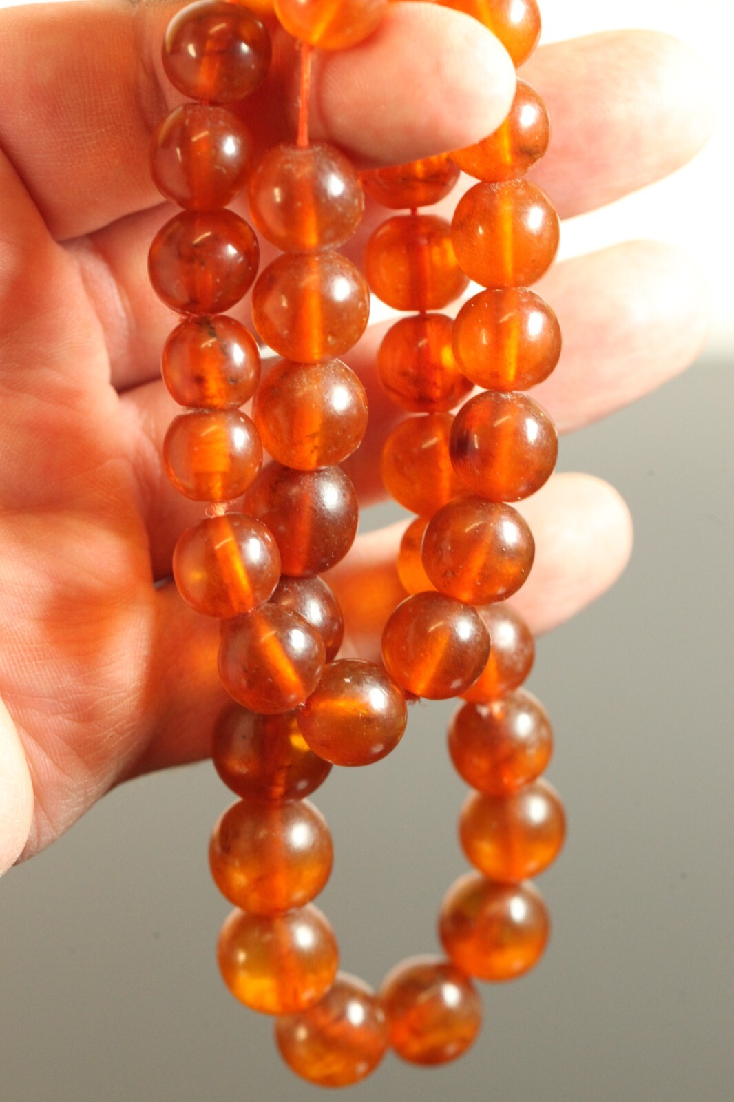1950-s Vintage 41.1 gr Pressed Baltic Amber Cognac honey Beads Necklace ...