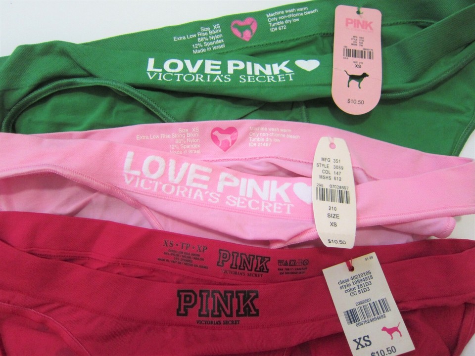 1 VINTAGE VICTORIA SECRET PINK NYLON YOGA SEAMLESS EXTR LOW RISE BIKINI ...