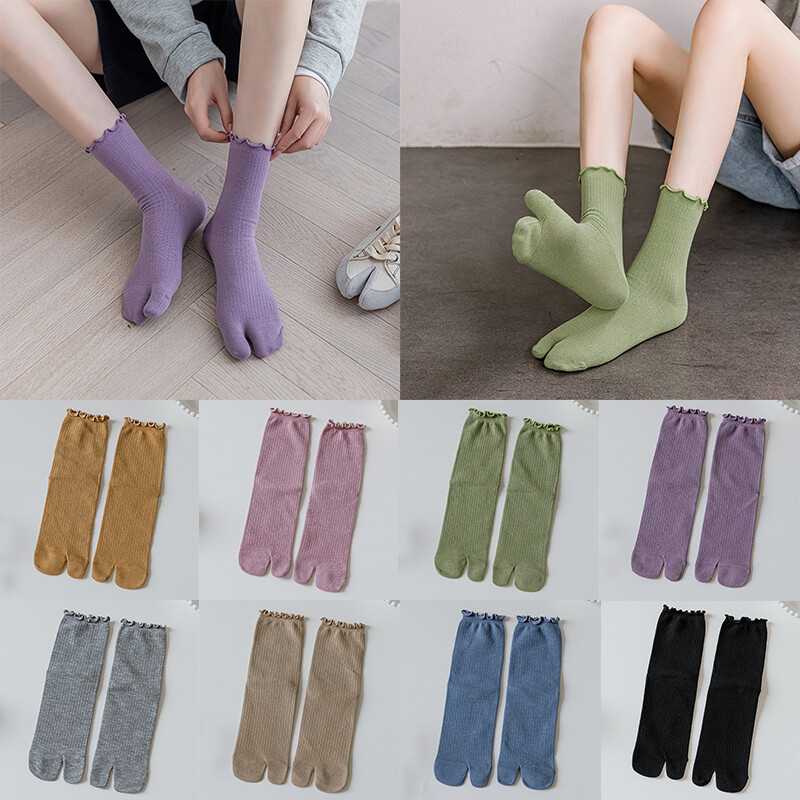 Women's Split Toe Socks Japanese Kimono Toe Separator Two Finger Tabi ...